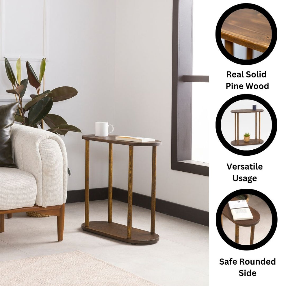 Solid Wood Oval Side Table – Furnirem