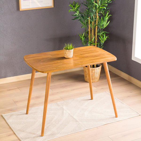 Modern Solid Oak Rectangle Dining Table with Rounded Side – Furnirem